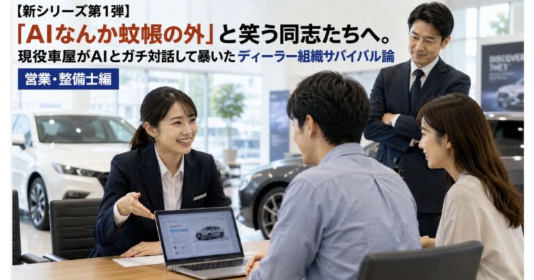 【新シリーズ第1弾】「AIなんか蚊帳の外」と笑う同志たちへ。現役車屋がAIとガチ対話して暴いたディーラー組織サバイバル論（営業・整備士編 ...